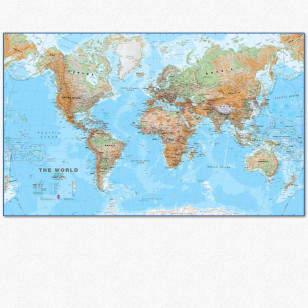 Fizička karta sveta - Jednodelna slika na platnu Veličina slike na zidu 115x70cm